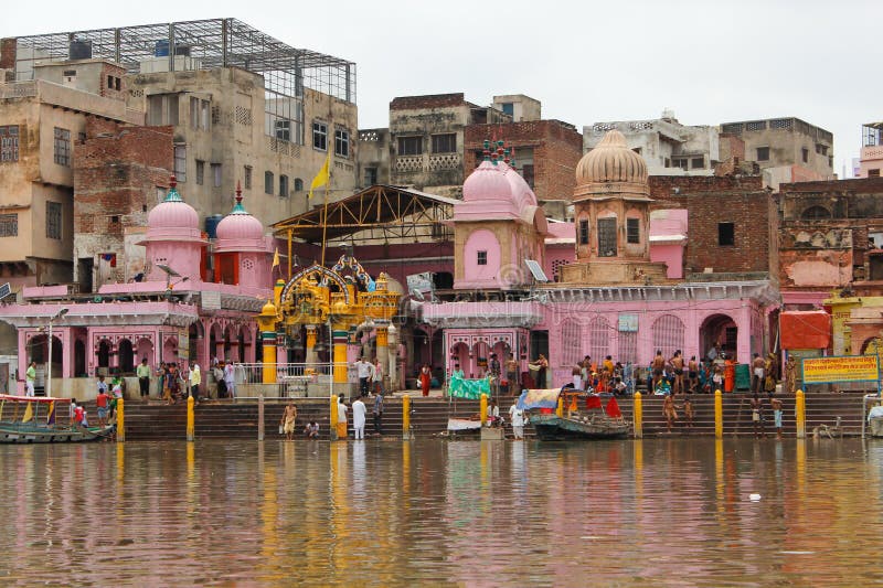Vishram Ghat View from the River, Mathura. India Editorial Photography ...
