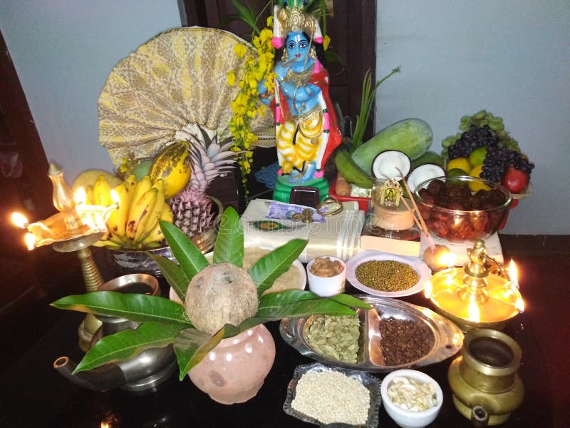 Vishukkani Con Lord Krishna Foto de archivo - Imagen de centrepiece ...