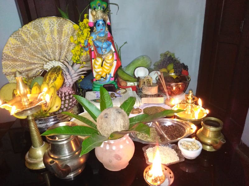 Vishukkani Tradition Kerala Stock Photo - Image of produce, bouquet ...