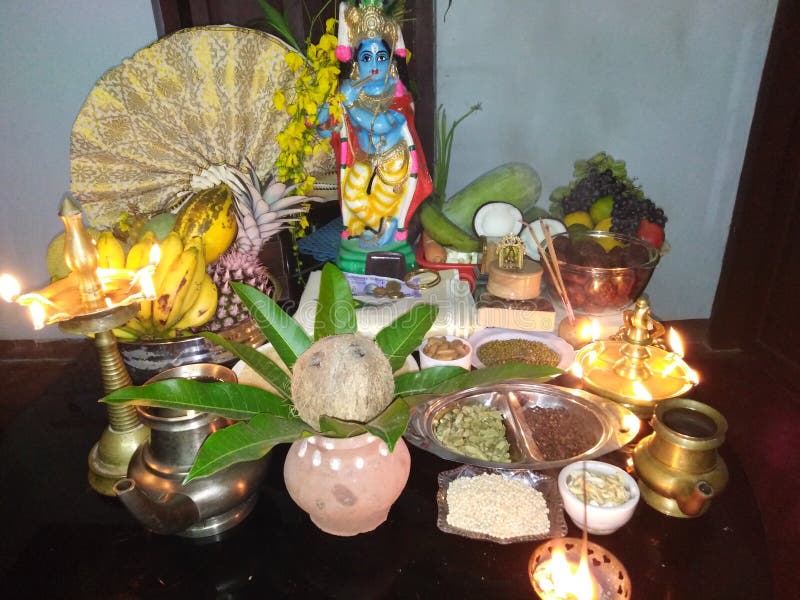 Vishukkani with unniappom stock image. Image of centrepiece - 178807343