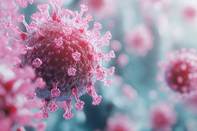 Close-up View of a Virus on a Blue Background Showing Intricate Details ...