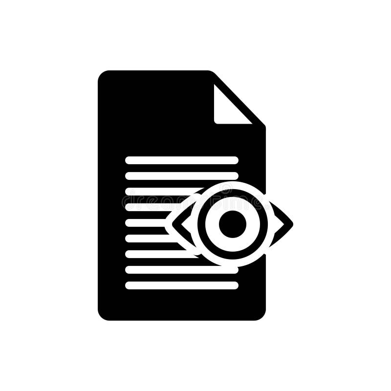 Black Solid Icon for Visible, Eyeball and Document Stock Illustration ...