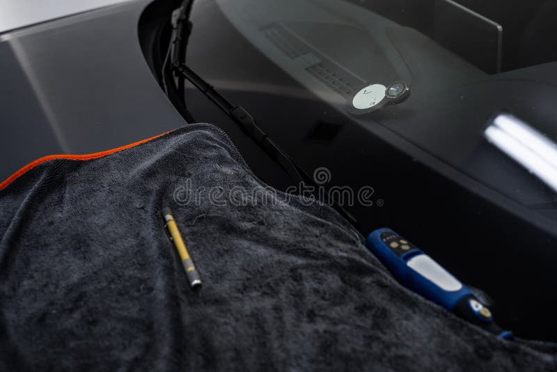 Visible Spider Cracks in the Windshield are Highlighted with a ...