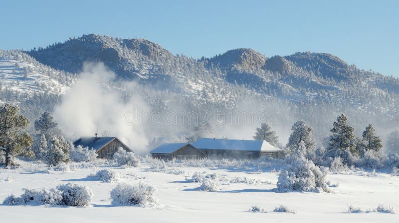 Visible Steam Rises from a Hot Spring or Geothermal Vent into Cold Air ...