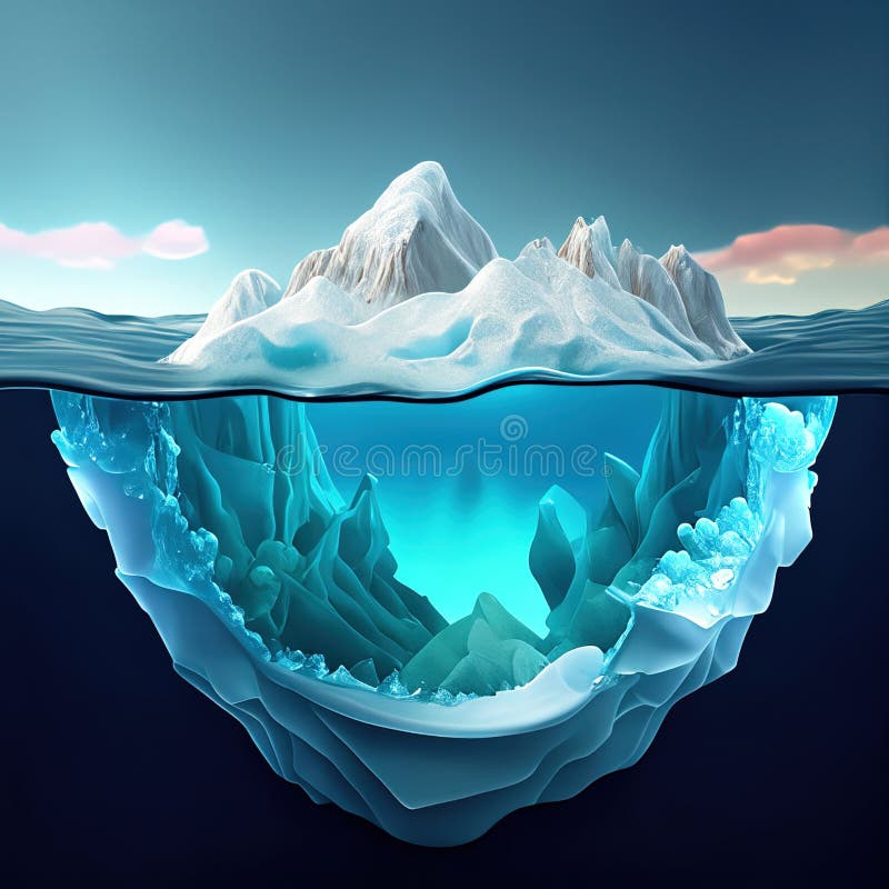 The Visible Surface of the Iceberg Above the Water and the Invisible ...