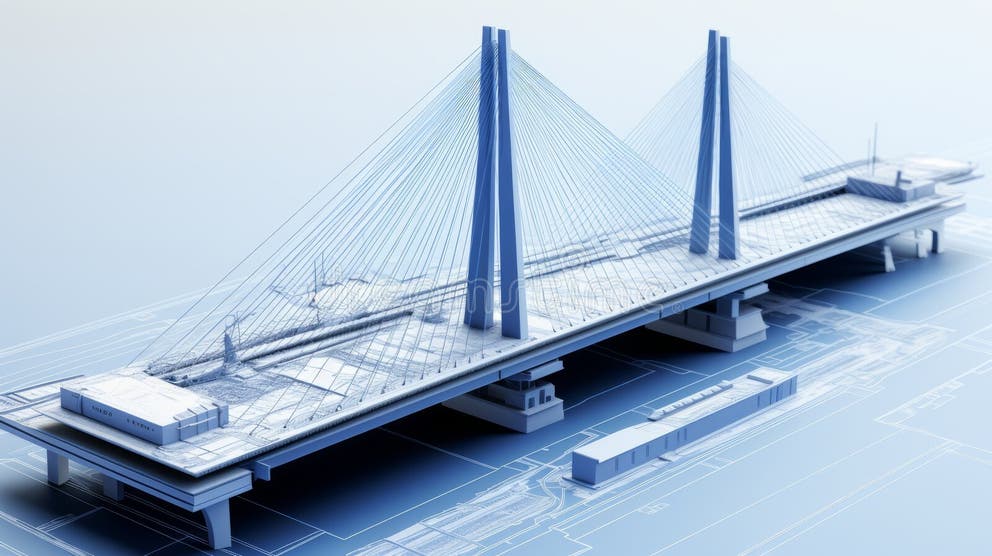 Vision of Architecture of a 3d Model Bridge Project with Blueprint ...