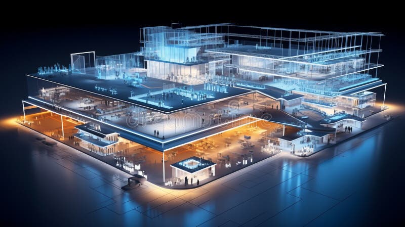 Vision of Architecture of a 3d Model House Project with Blueprint ...