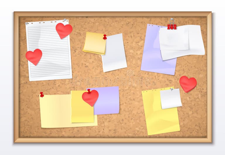 Vision Board Realistic Composition with Notes and Hearts Stock Vector ...
