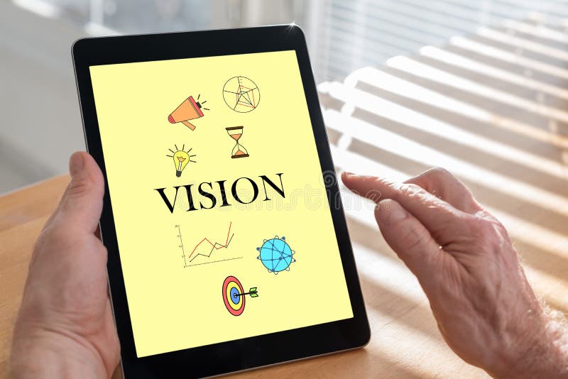 Vision concept on a tablet stock image. Image of progress - 181748979
