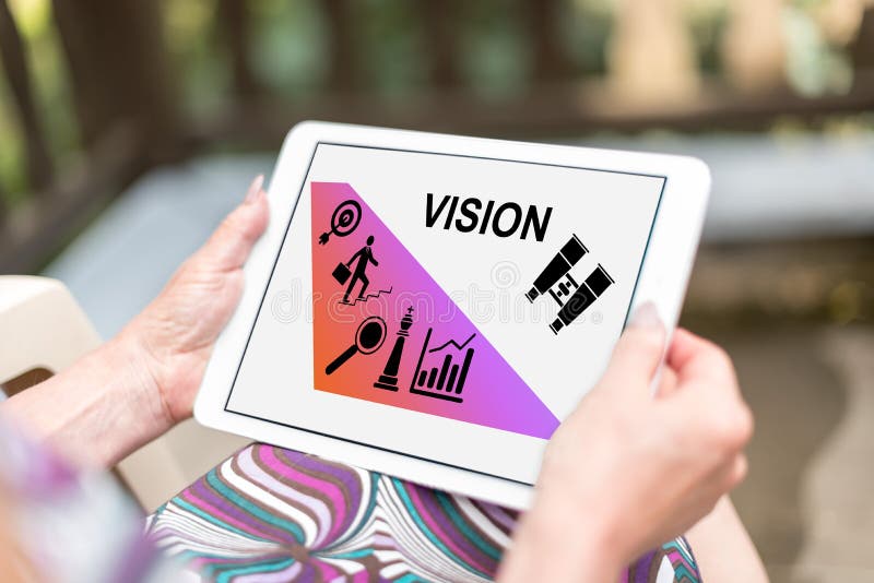 Vision concept on a tablet stock image. Image of idea - 218607903
