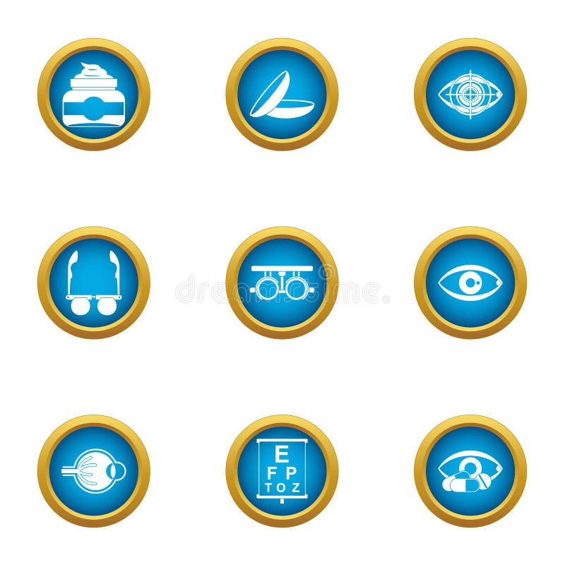 Vision Control Icons Set, Flat Style Stock Vector - Illustration of ...