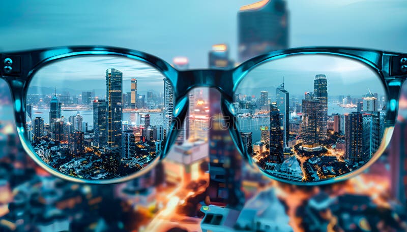 Vision Correction. Cityscape Becoming Clearer when Looking through ...