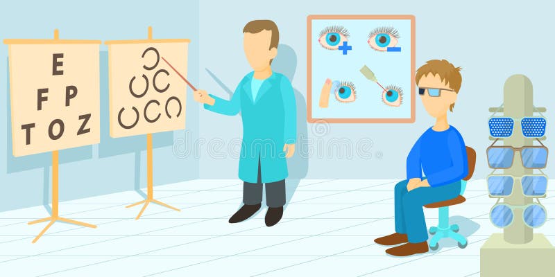 Vision Correction Horizontal Banner, Cartoon Style Stock Vector ...