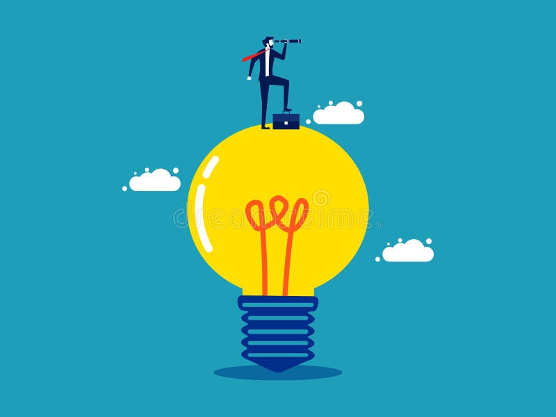 Vision and Creativity. Looking at the Telescope on the Lamp Vector ...