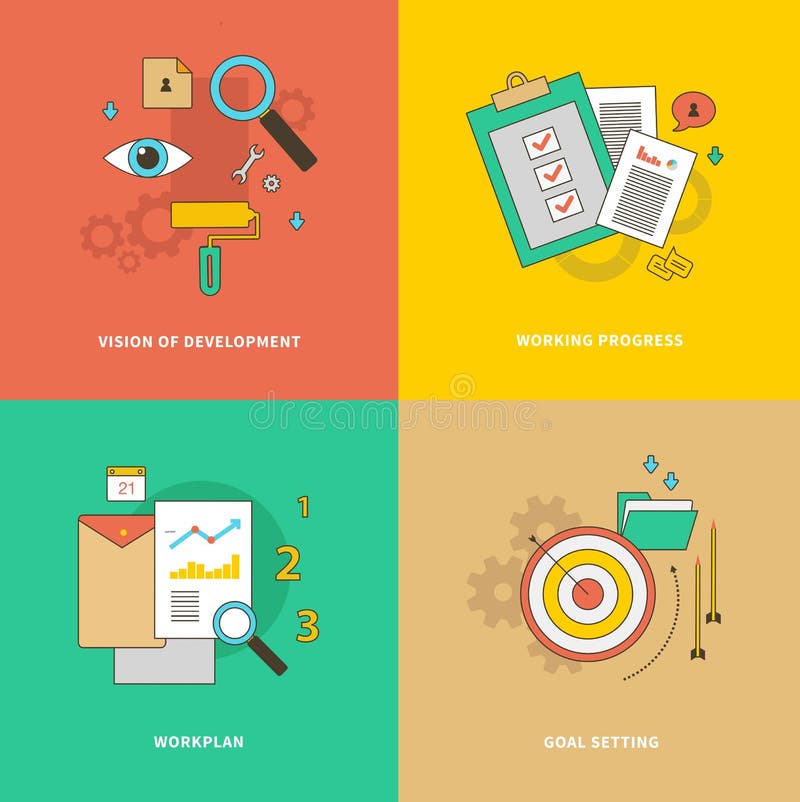 Vision of Development, Working Progress, Workplan Stock Vector ...