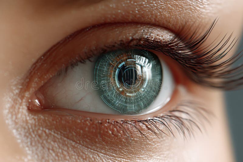 Vision of the Future through a Captivating Eye Adorned with Holographic ...