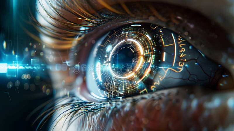 Vision of the Future. Close Up of Futuristic Augmented Eye Stock Image ...