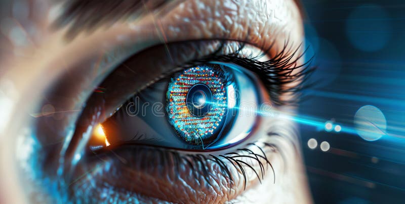 Vision of the Future, an Eye Embellished with Holographic Elements ...