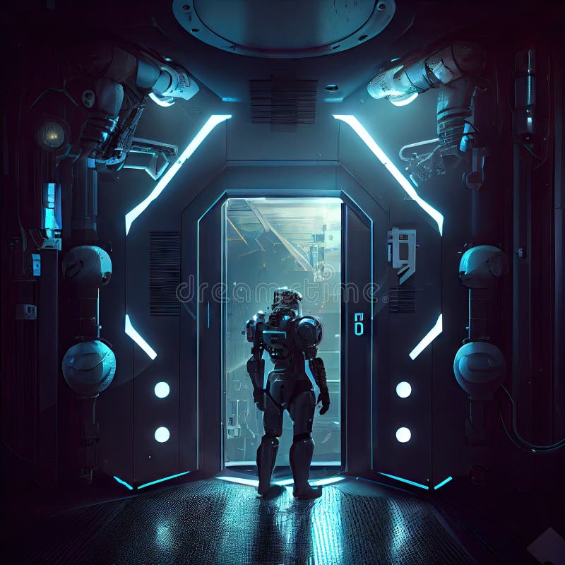 Vision of Future Science Cyborg Room with Technology and Robot in Sci ...