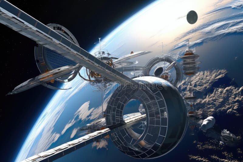 A Vision of the Future, with Space Stations and Habitats Spanning the ...