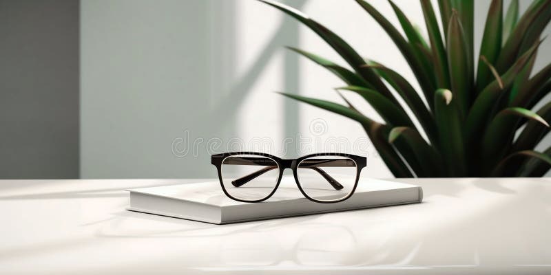 Vision Glasses on White Table in White Interior. Generative AI Stock ...