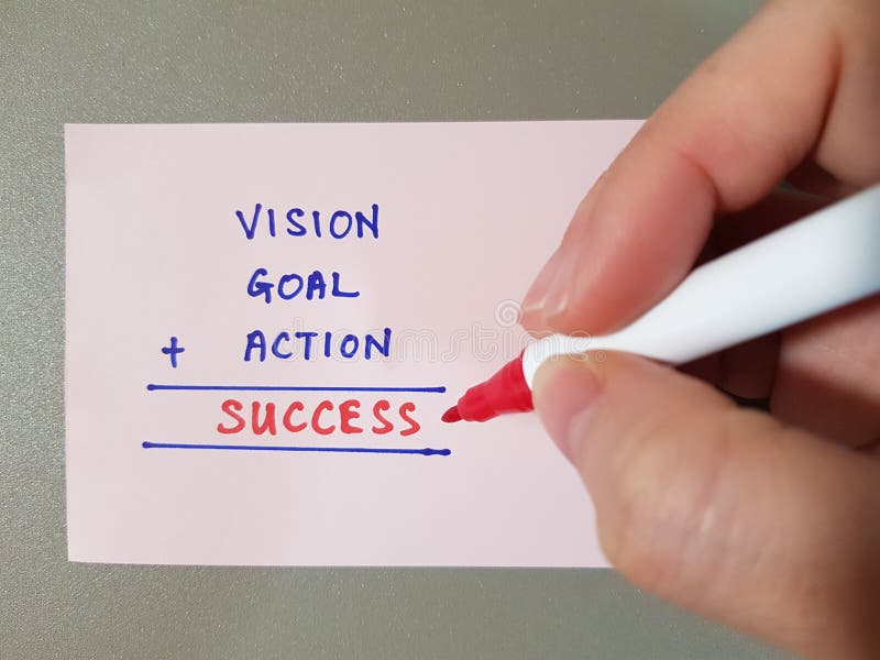 Vision, Goal and Action Lead To Success. Stock Image - Image of ...