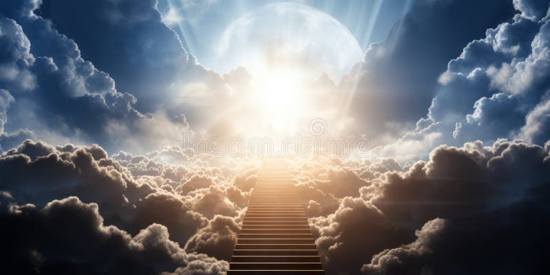A Vision of Heaven Stairway Gates and God Awaiting Stock Illustration ...