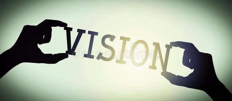 Vision - Human Hands Holding Black Silhouette Word Stock Illustration ...