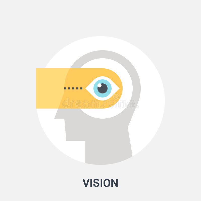 Vision Icon with Eye Symbol on White Background with Illustration ...