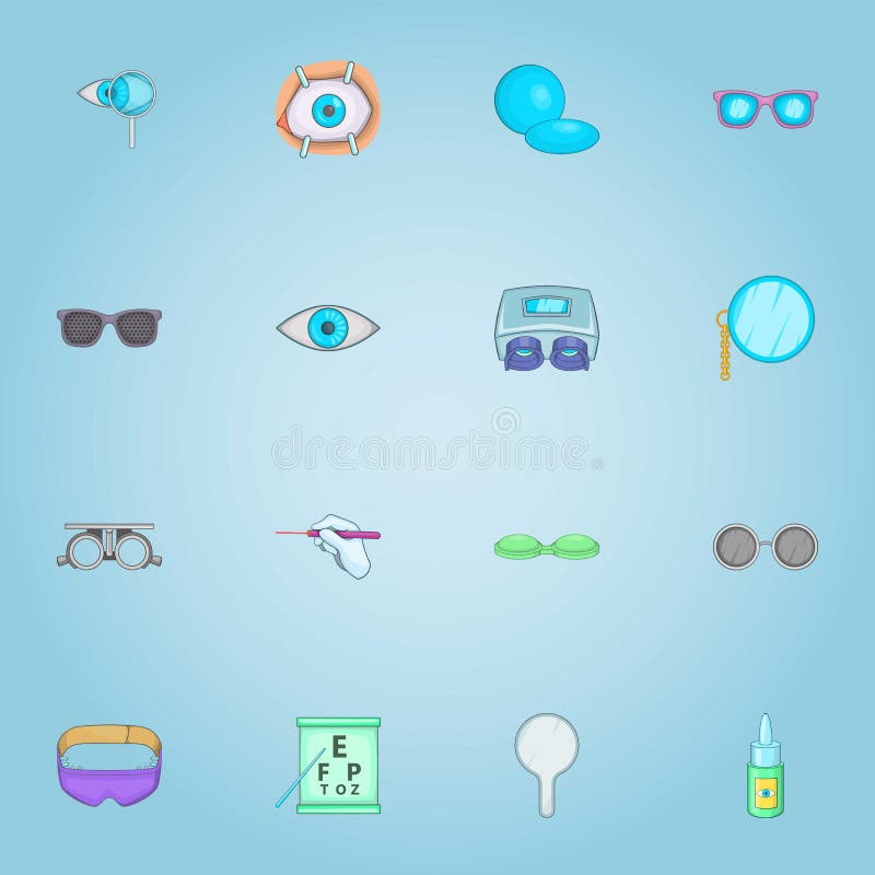 Vision Icons Set, Cartoon Style Stock Vector - Illustration of massage ...