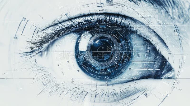 Vision Loading Schematic Style for Robotic Eye Stock Photo - Image of ...