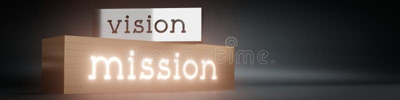 Vision, Mission - Block Shapes and Glow Effect Stock Illustration ...