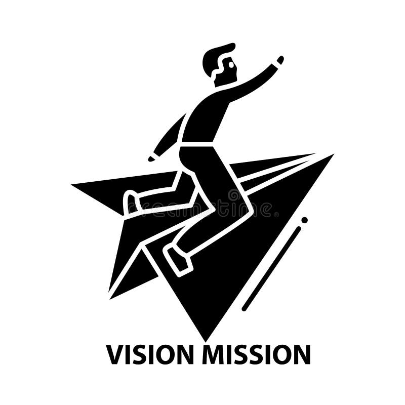 Vision Mission Icon, Black Vector Sign with Editable Strokes, Concept ...