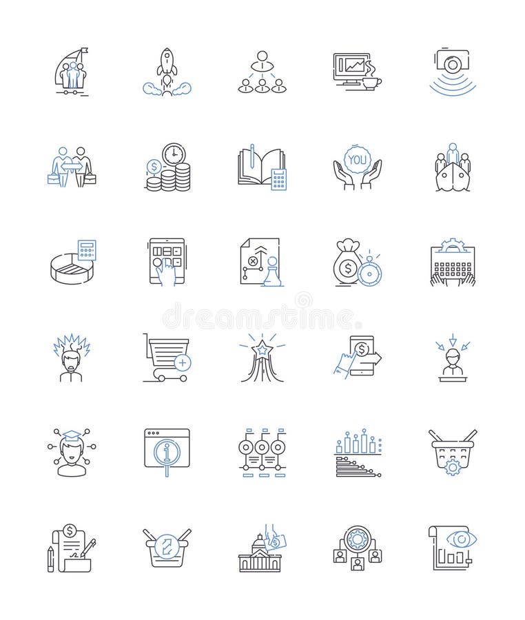 Vision and Mission Line Icons Collection. Direction, Purpose, Goals ...