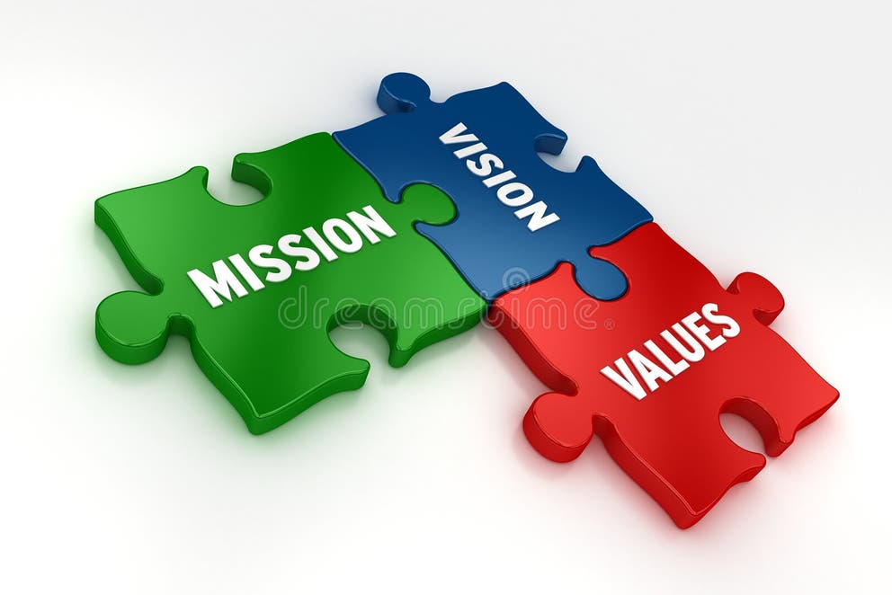 Vision, Mission, Values & Goals | 3D Puzzle Stock Illustration ...