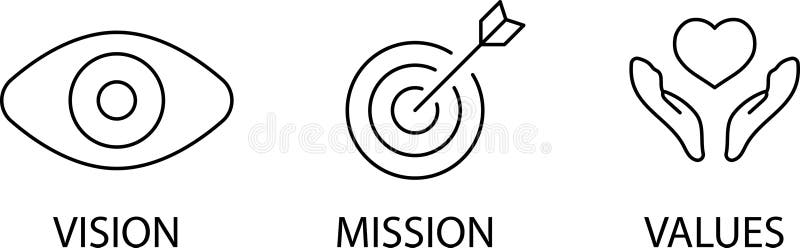 Vision. Mission. Values. Template Strategy. Web Page Icons Set. Modern ...