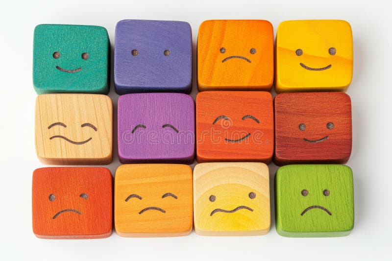 The Vision of Multiple Emotions Represented on Bright Cubes, Set ...