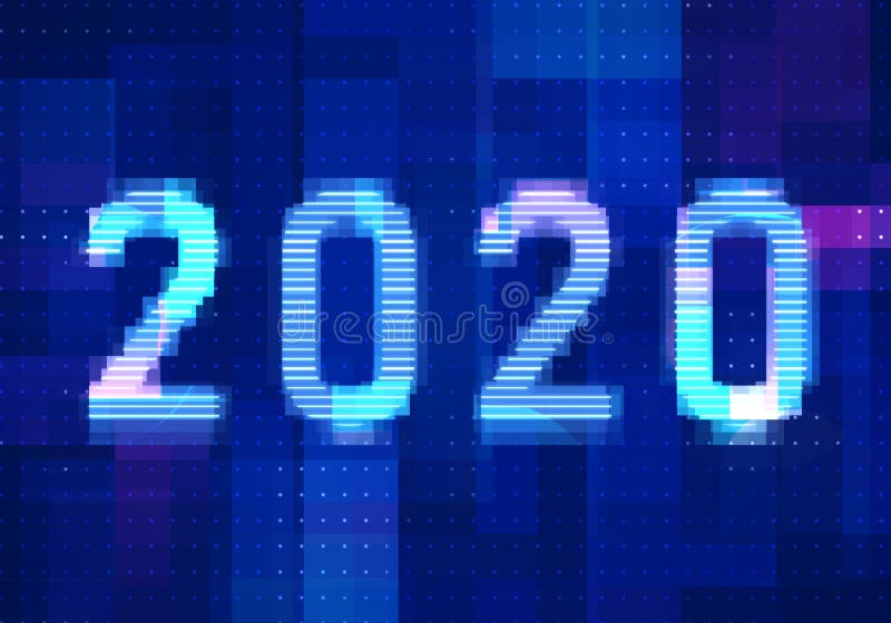 Abstract 2020 Vision with Technology Blue Background. Stock ...