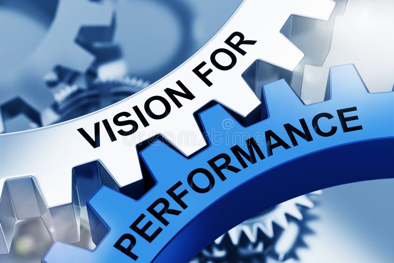 VISION for PERFORMANCE on Metal Cog Gears. Stock Illustration ...