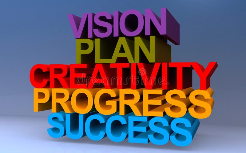 Vision Plan Creativity Progress Success on Blue Stock Illustration ...