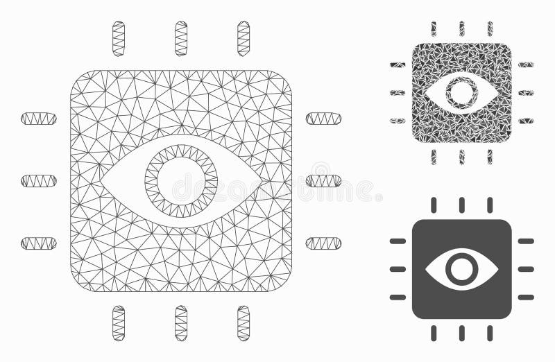Vision Processor Vector Mesh 2D Model and Triangle Mosaic Icon Stock ...