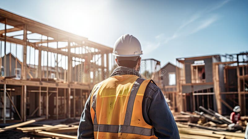 Vision of Progress: Engineer Overseeing Construction Site. Generative ...