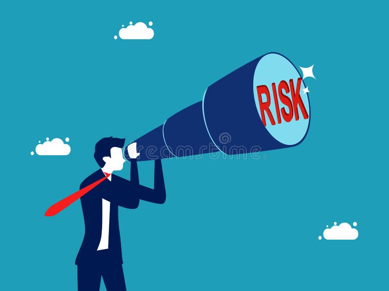 Vision of the Risk. Businessman Looking through Binoculars To See the ...
