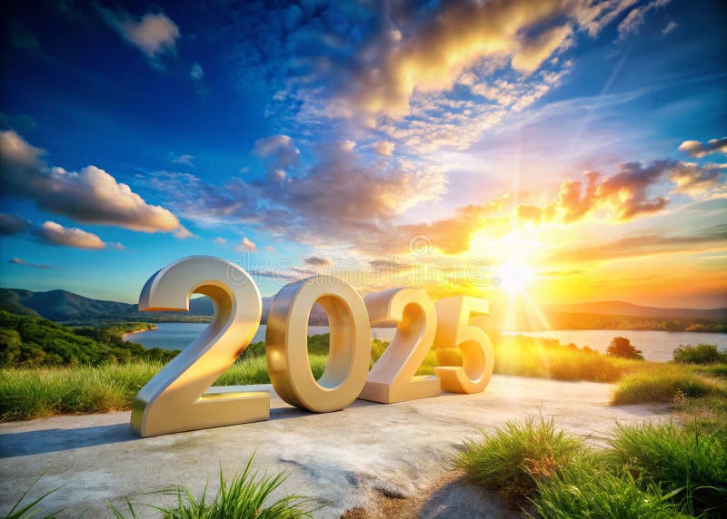 A 2025 Vision Stunning 3D Render of a Bright New Years Landscape ...