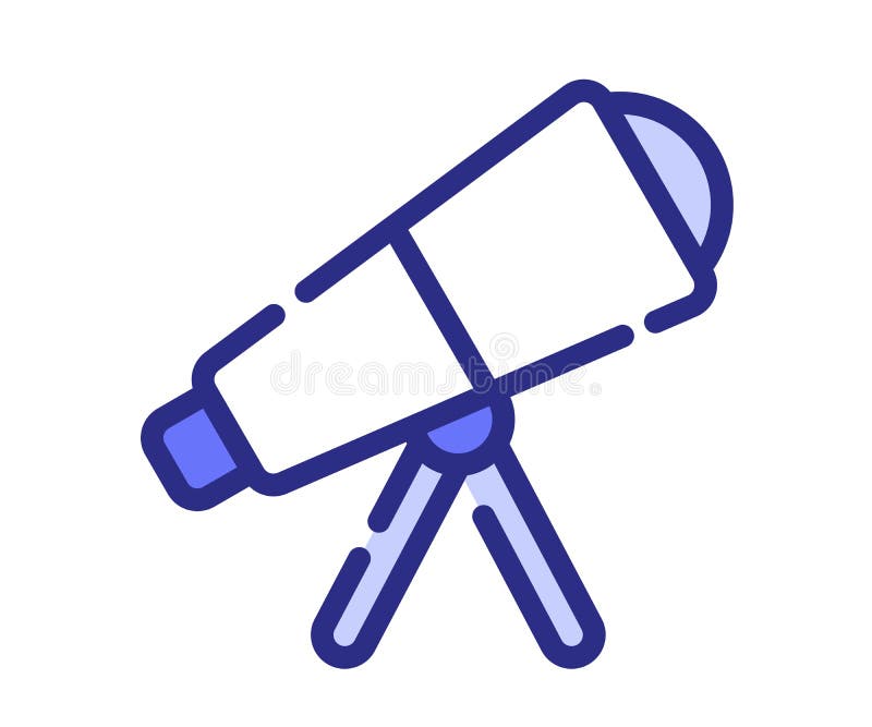 Vision Telescope Discovery Single Isolated Icon with Dash or Dashed ...