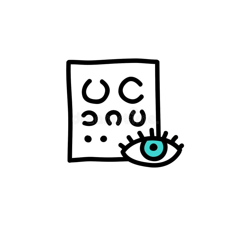 Vision Test Doodle Icon, Vector Color Illustration Stock Illustration ...