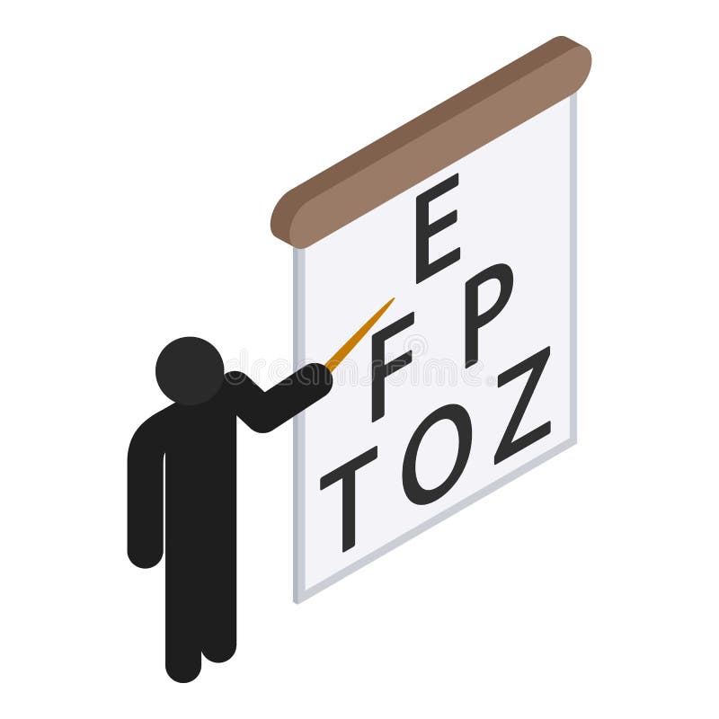Vision Testing Icon Isometric Vector. Snellen Chart Man Icon with ...