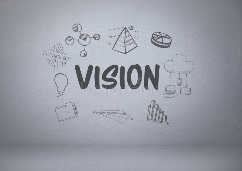 Vision Text Graphics with Grey Background Stock Illustration ...