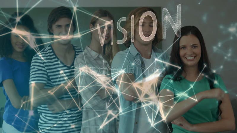 Vision Text and Network Connections Animation Over Diverse Group of ...