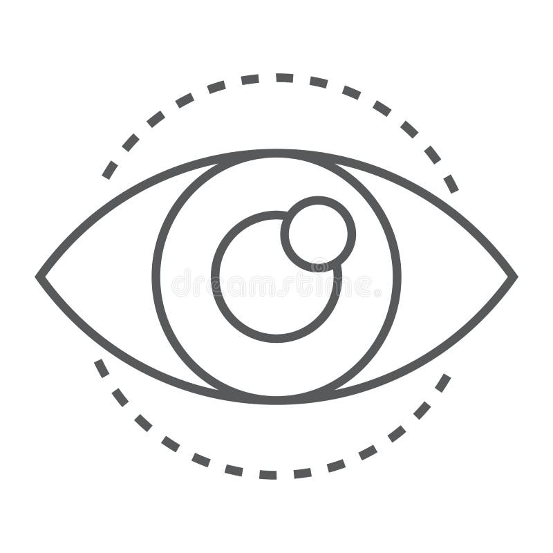 Observation Thin Line Icon, Surveillance and Lens, Eye and Magnifier ...